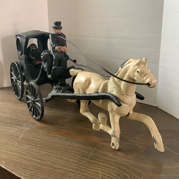 Accents | Vintage Cast Iron People Carriage Horse Drawn Wagon | Poshmark